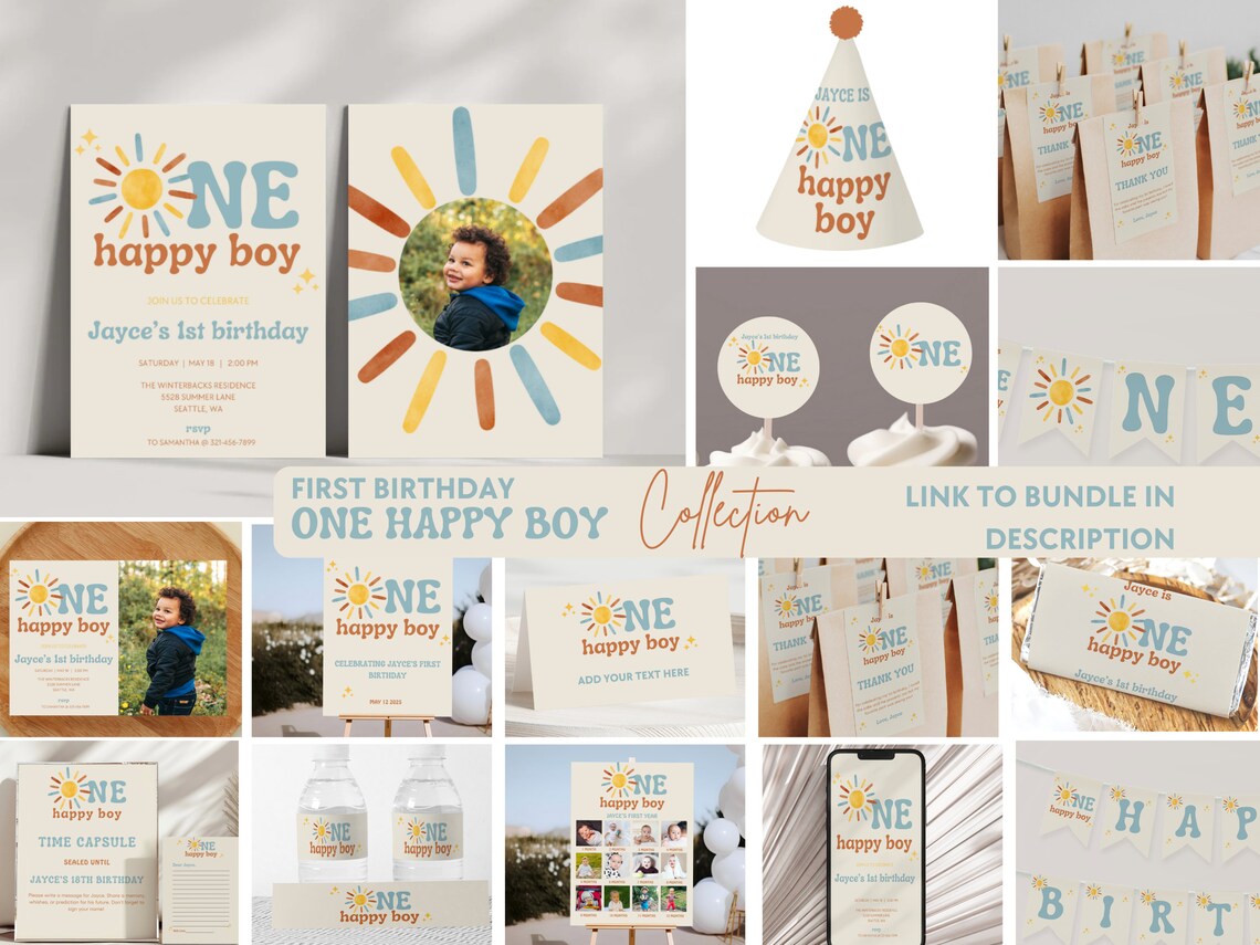 One Happy Boy Banner First Trip Around the Sun 1st Birthday Banner ...
