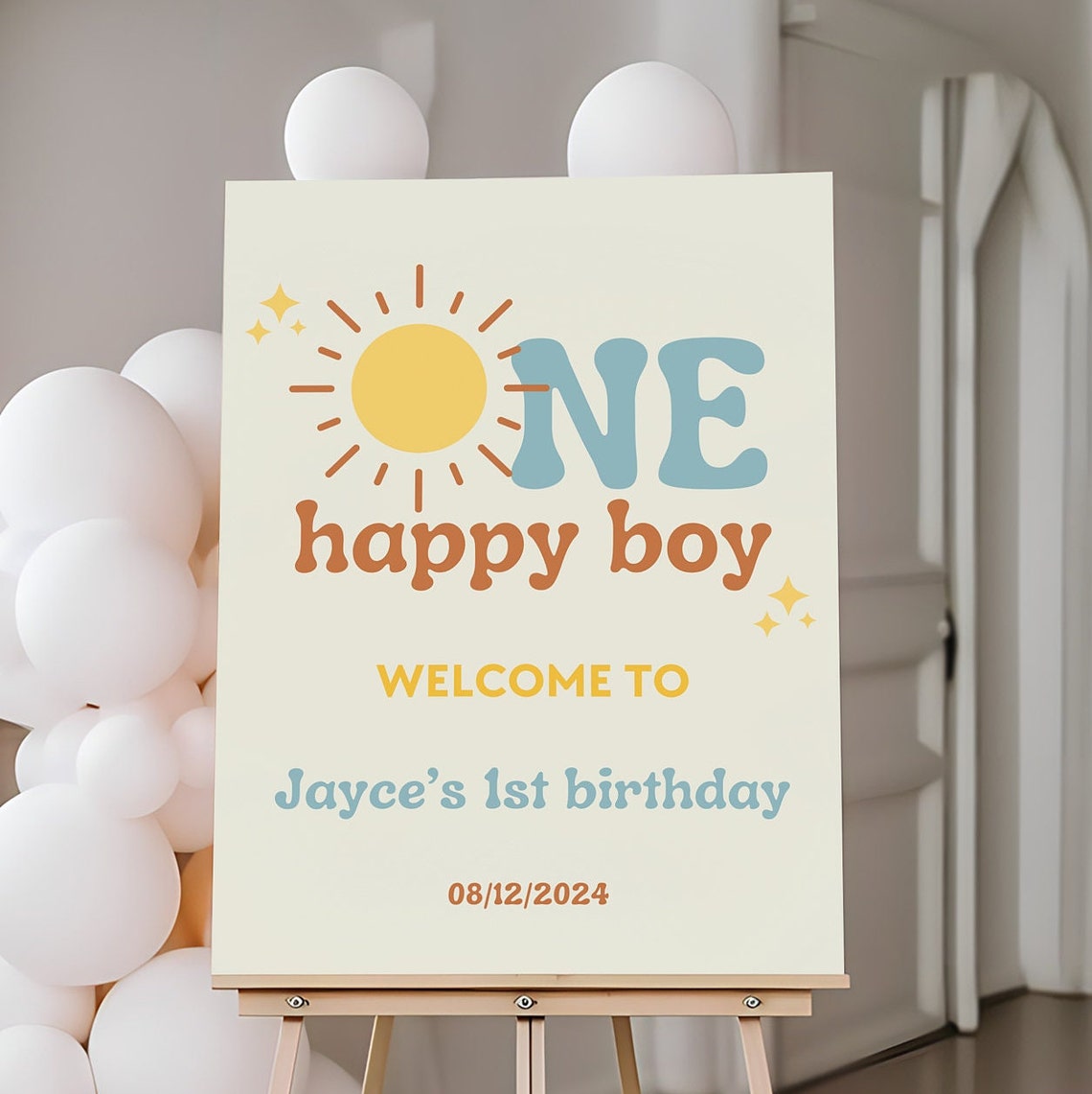 One Happy Boy First Trip Around the Sun First Birthday Welcome Sign ...