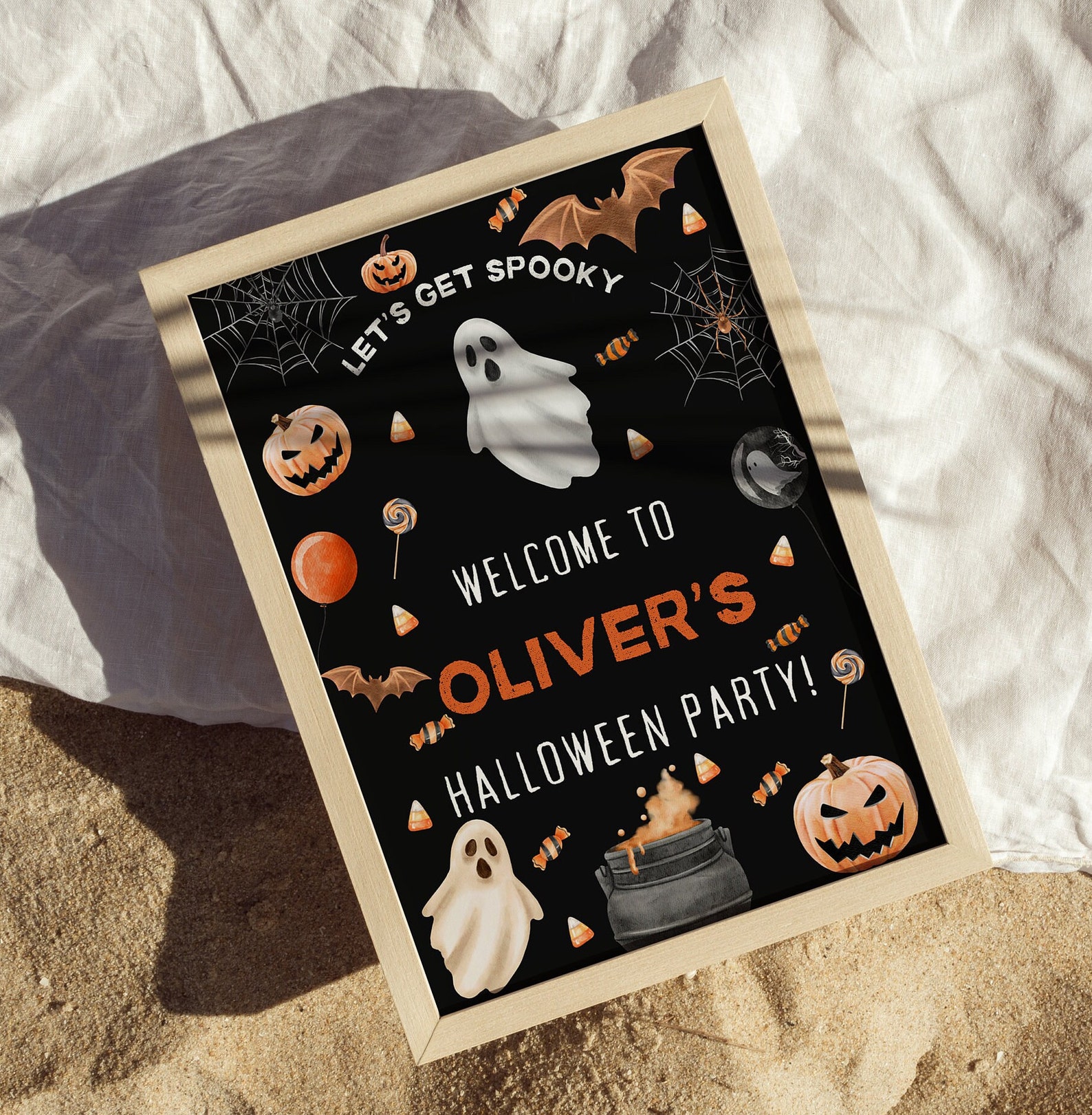 Editable Halloween Party Welcome Sign: Spooky Watercolor Design ...