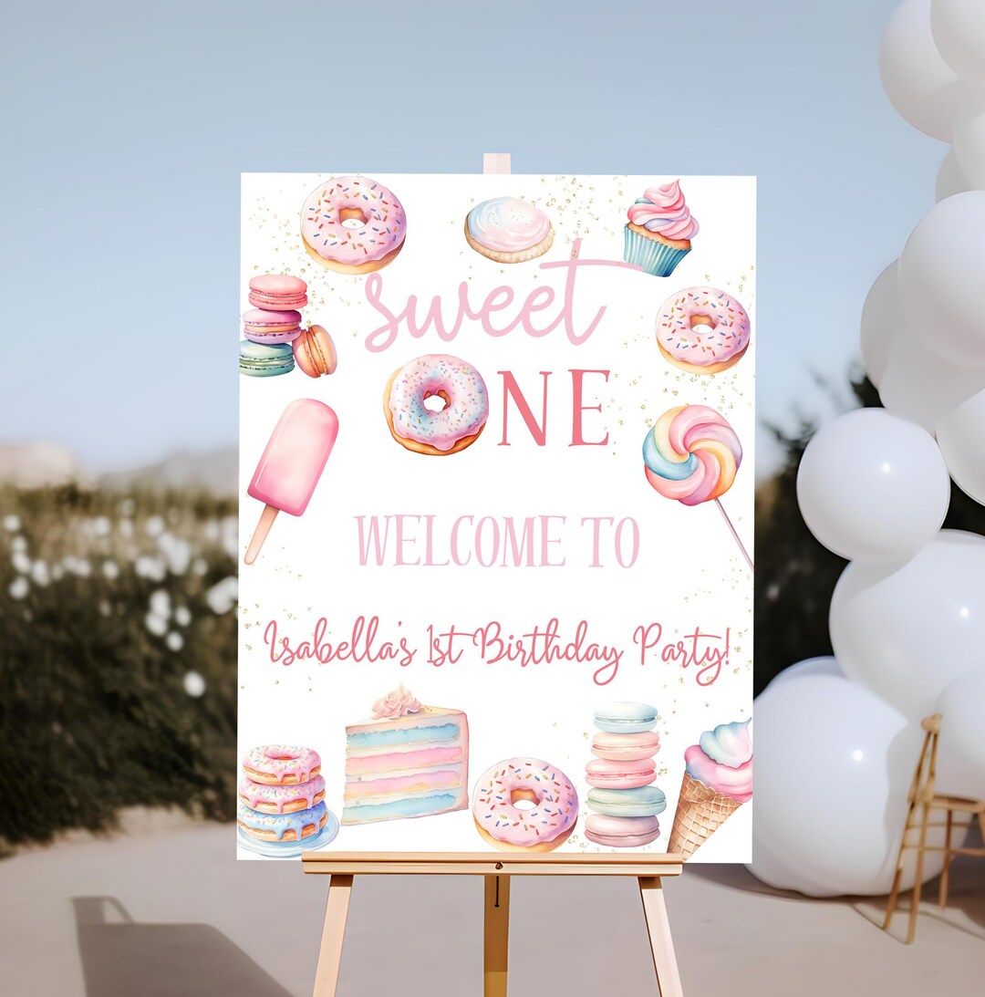 Sweet One Birthday Welcome Sign: Donut Theme (instant Download) - Etsy