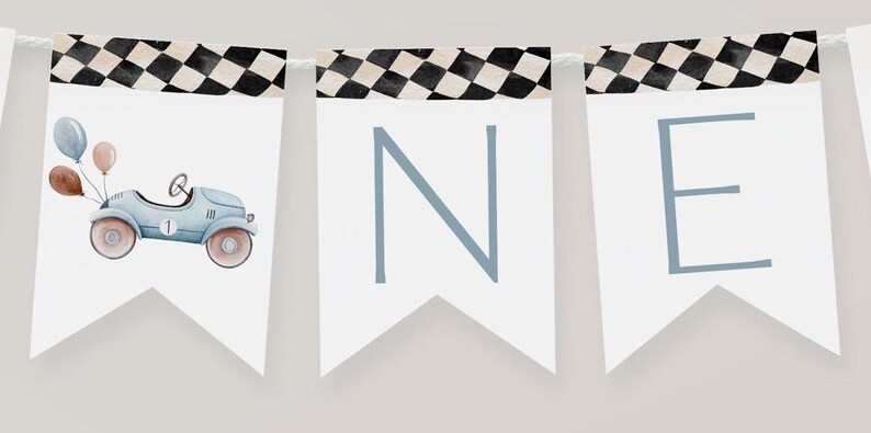 Fast One Birthday Banner: Vintage Race Car Theme (digital Download) - Etsy