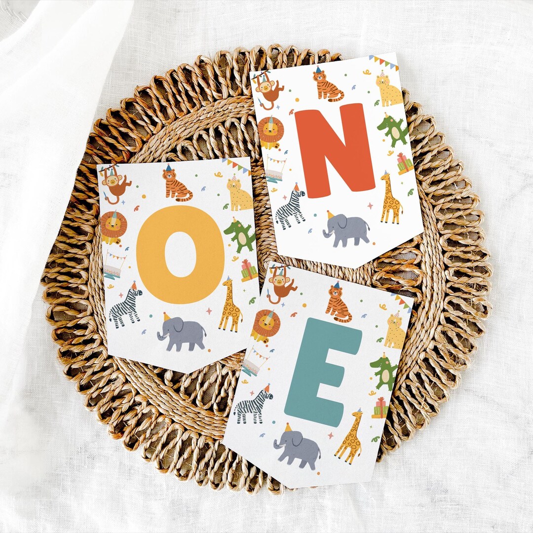 Party Animals High Chair Banner | Wild One Jungle Birthday Decor ...