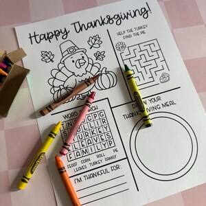 Printable Thanksgiving Activity Placemat | Kids Activity Sheet With ...