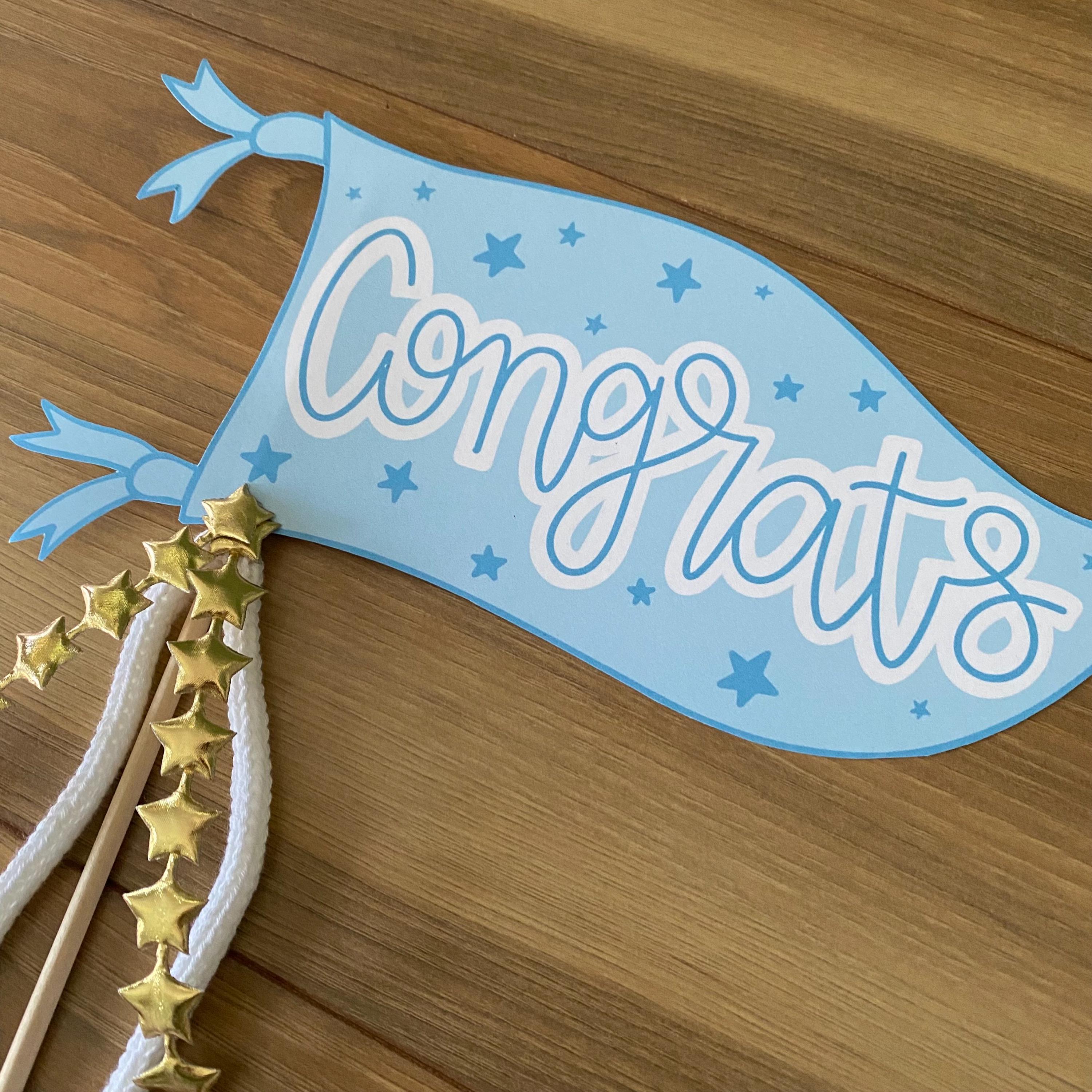 Congrats Pennant, Congratulations Flag Printable, Congrats Gift Tag ...