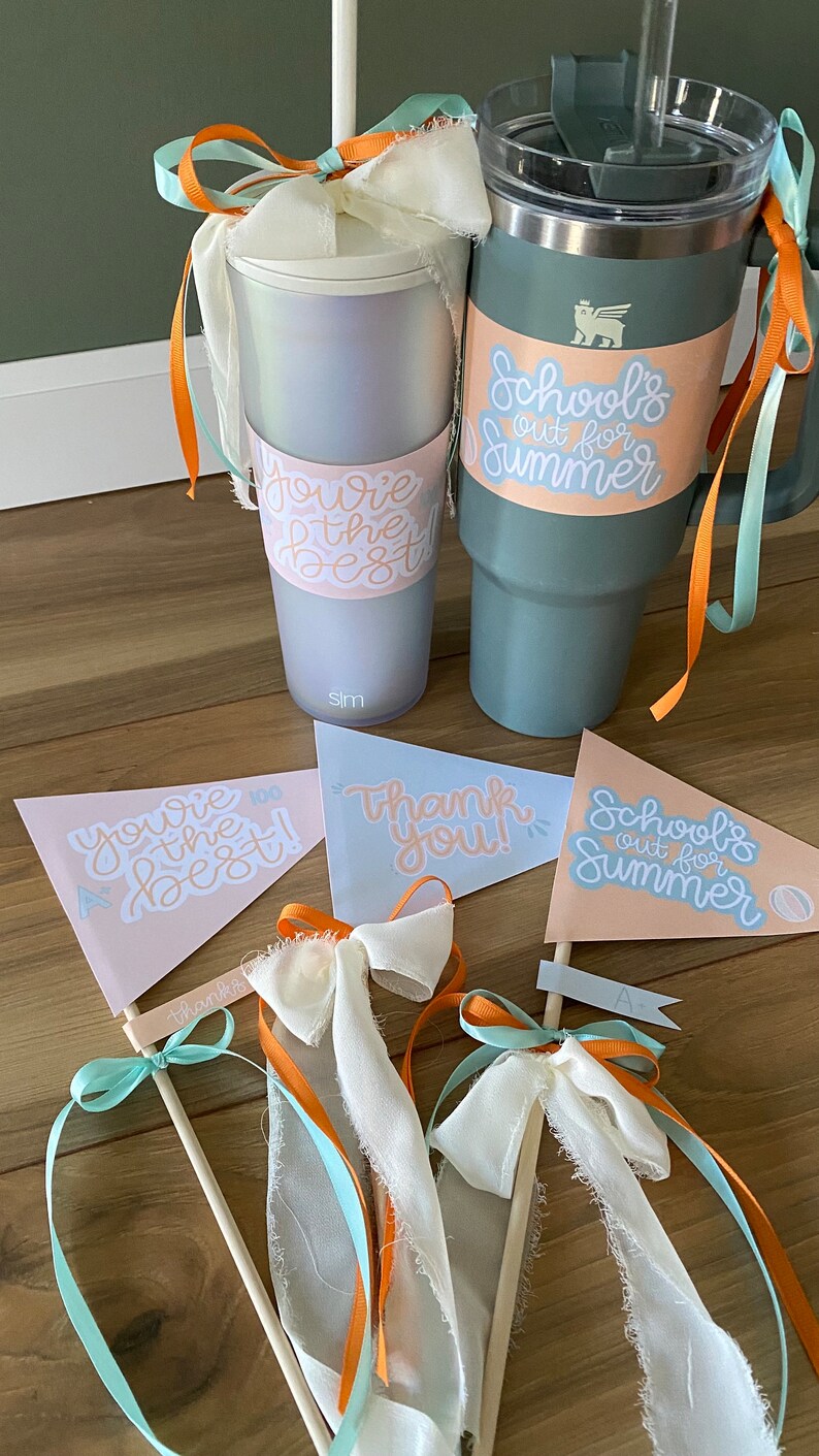 Teacher Gift Tumbler Tag, End of School Year Gift Card, School Cup ...