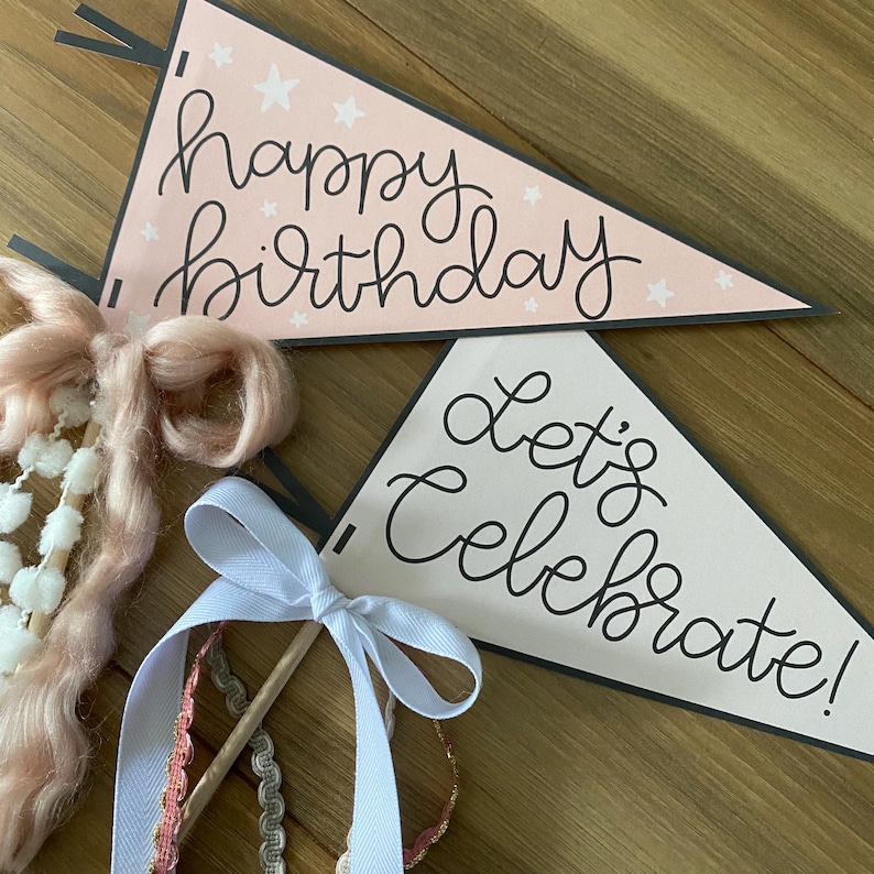 Happy Birthday Pennant Flag Printable, Let's Celebrate Card, Birthday ...