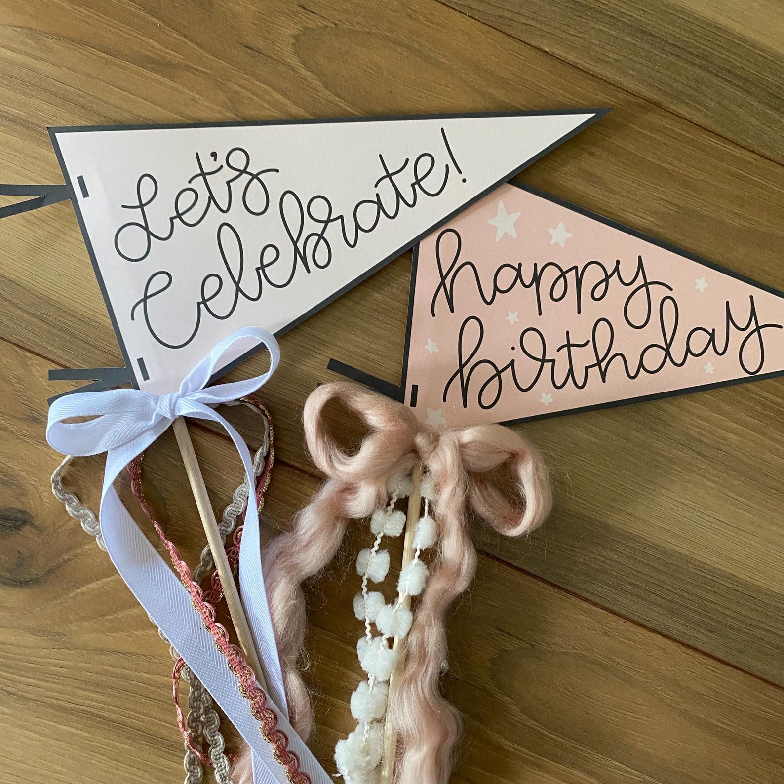 Happy Birthday Pennant Flag Printable, Let's Celebrate Card, Birthday ...