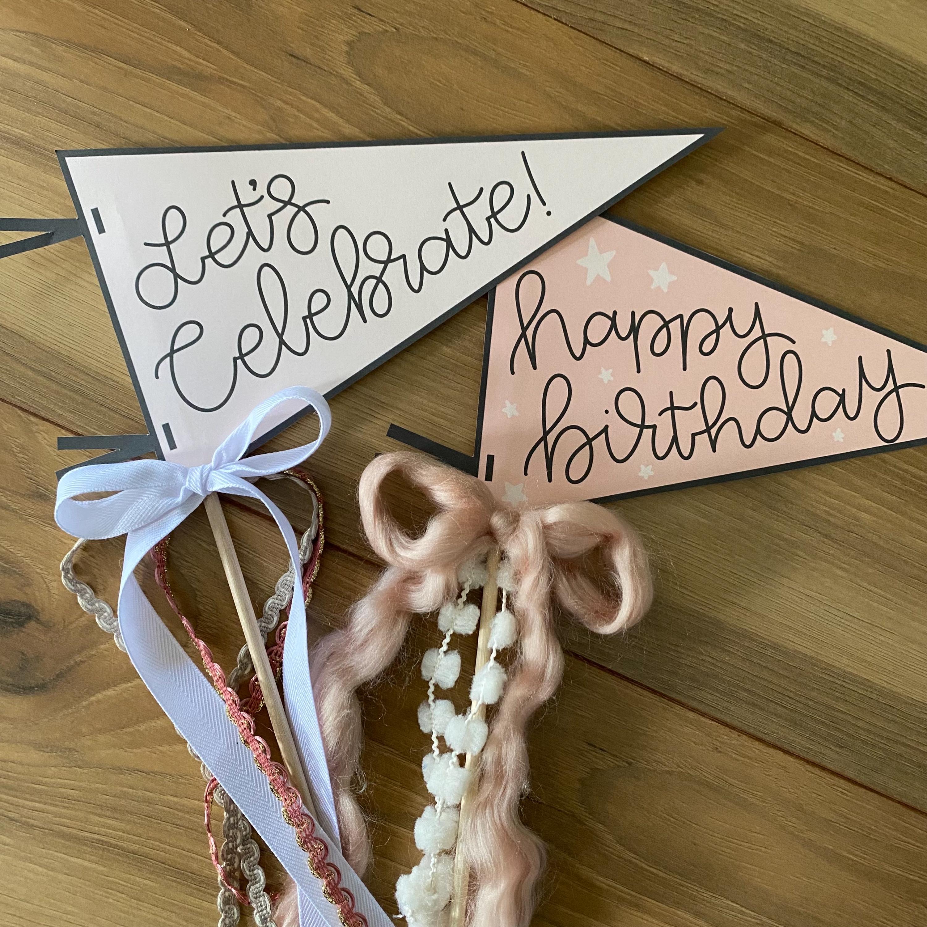 Happy Birthday Pennant Flag Printable, Let's Celebrate Card, Birthday ...