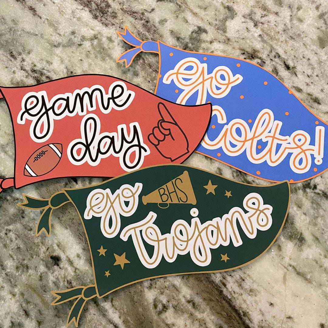 Custom Game Day Pennant, Football Flag Printable, Digital Cheerleader ...