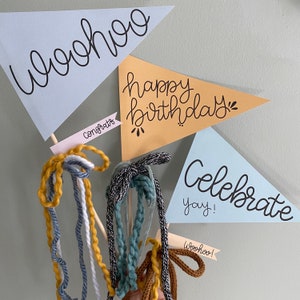 Happy Birthday Pennant Flag Printable, Celebration Pennant, Birthday ...
