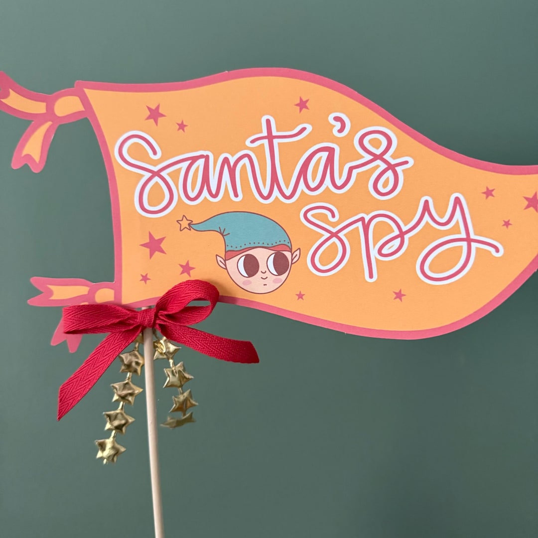 Santa's Spy Sign, Printable Christmas Elf Pennant, Digital Elf Card ...