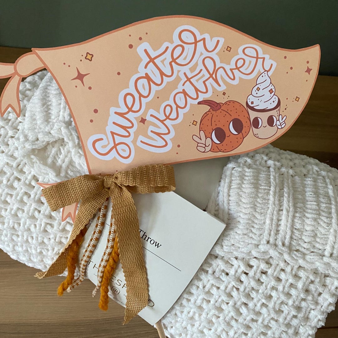 Sweater Weather Pennant, Fall Flag, Hand Drawn Fall Photo Prop, Pumpkin ...