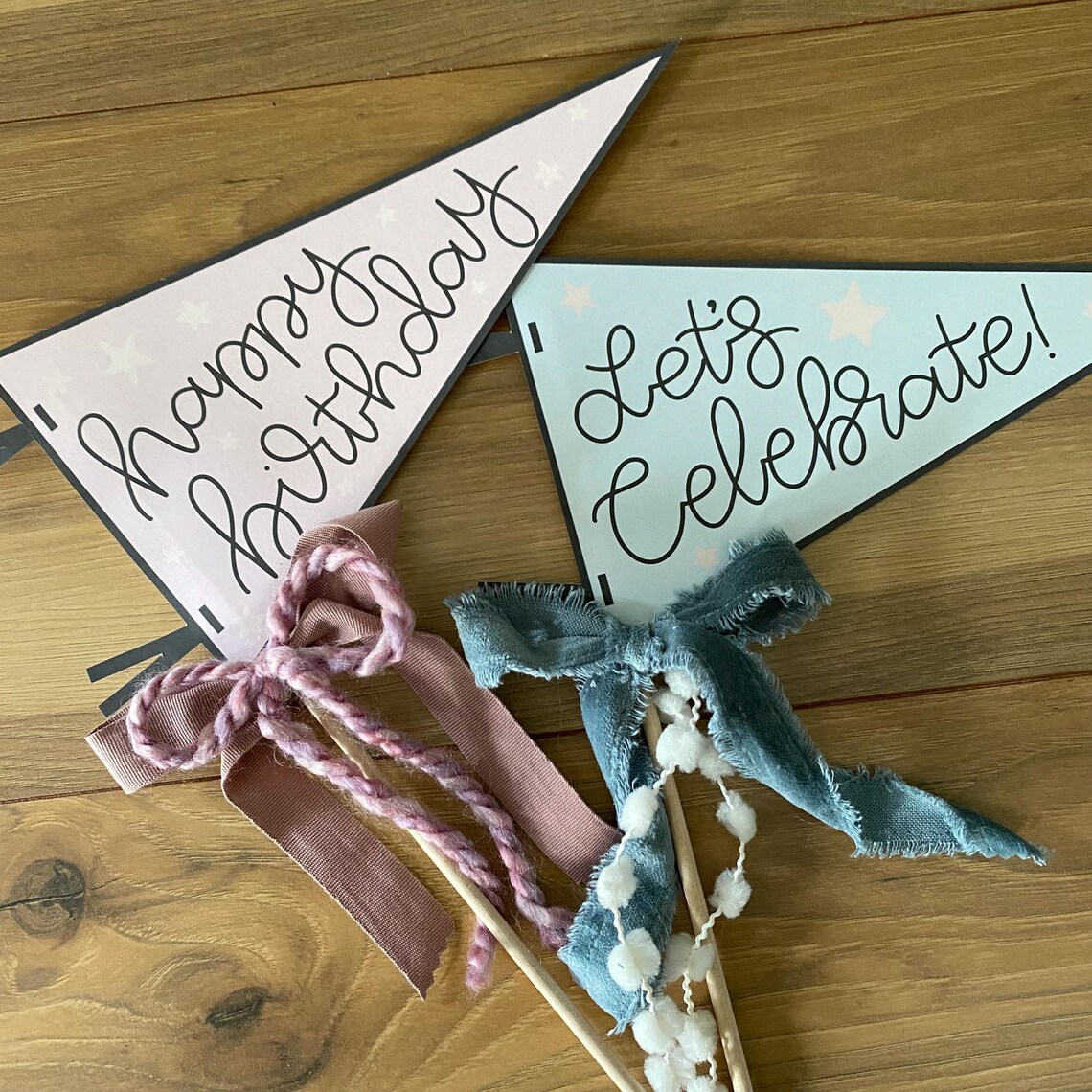 Happy Birthday Pennant Flag Printable, Let's Celebrate Card, Birthday ...