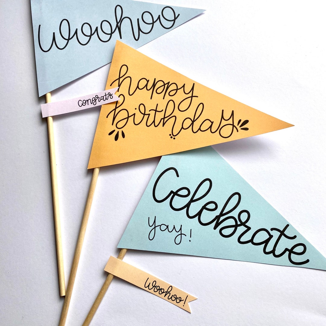 Happy Birthday Pennant Flag Printable, Celebration Pennant, Birthday ...