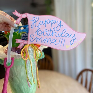 Custom Gift Tag, Name Pennant, Happy Birthday Flag Printable, Kids ...