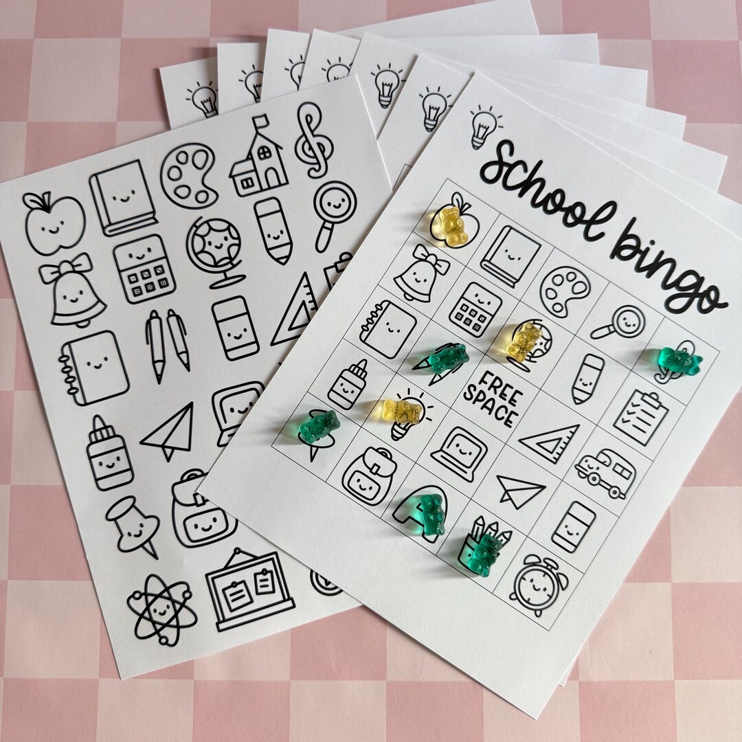 School Bingo Printable – Back to School Coloring Activity, Classroom ...