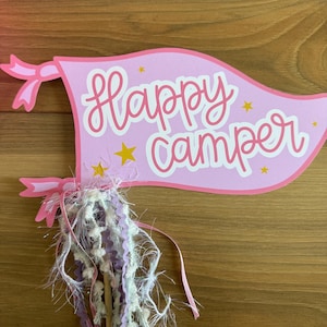 Happy Camper Pennant – Girly Summer Camp Sign, Camping Party Decor ...