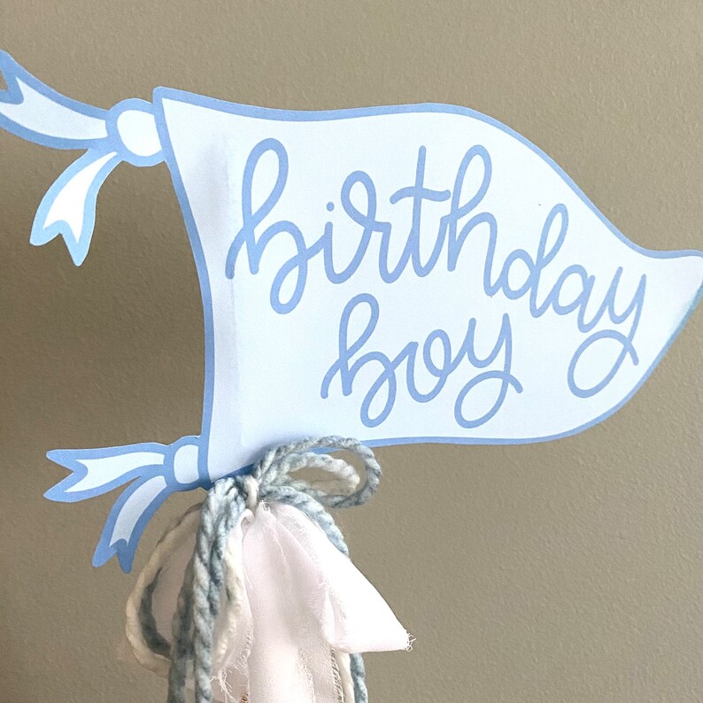 Birthday Boy Pennant, Happy Birthday Flag Printable, Birthday Gift Tag ...