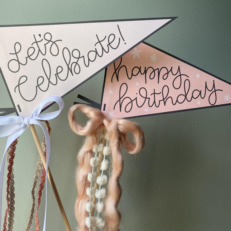 Happy Birthday Pennant Flag Printable, Let's Celebrate Card, Birthday ...