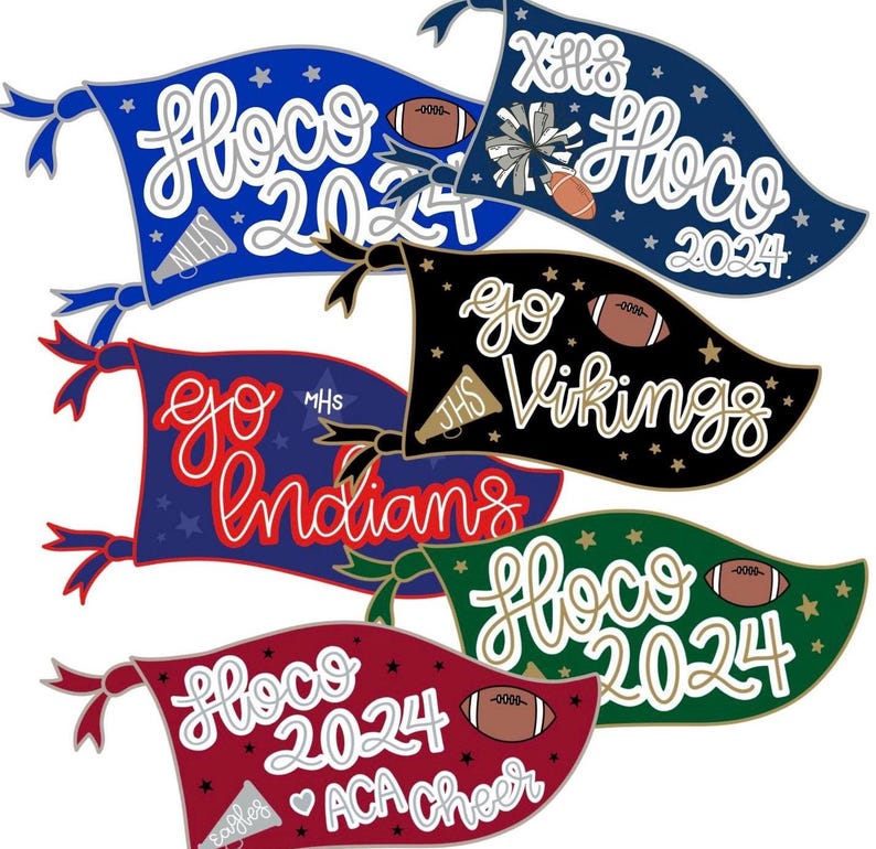 Custom Homecoming Pennant, Football Flag Printable, Digital Cheerleader ...