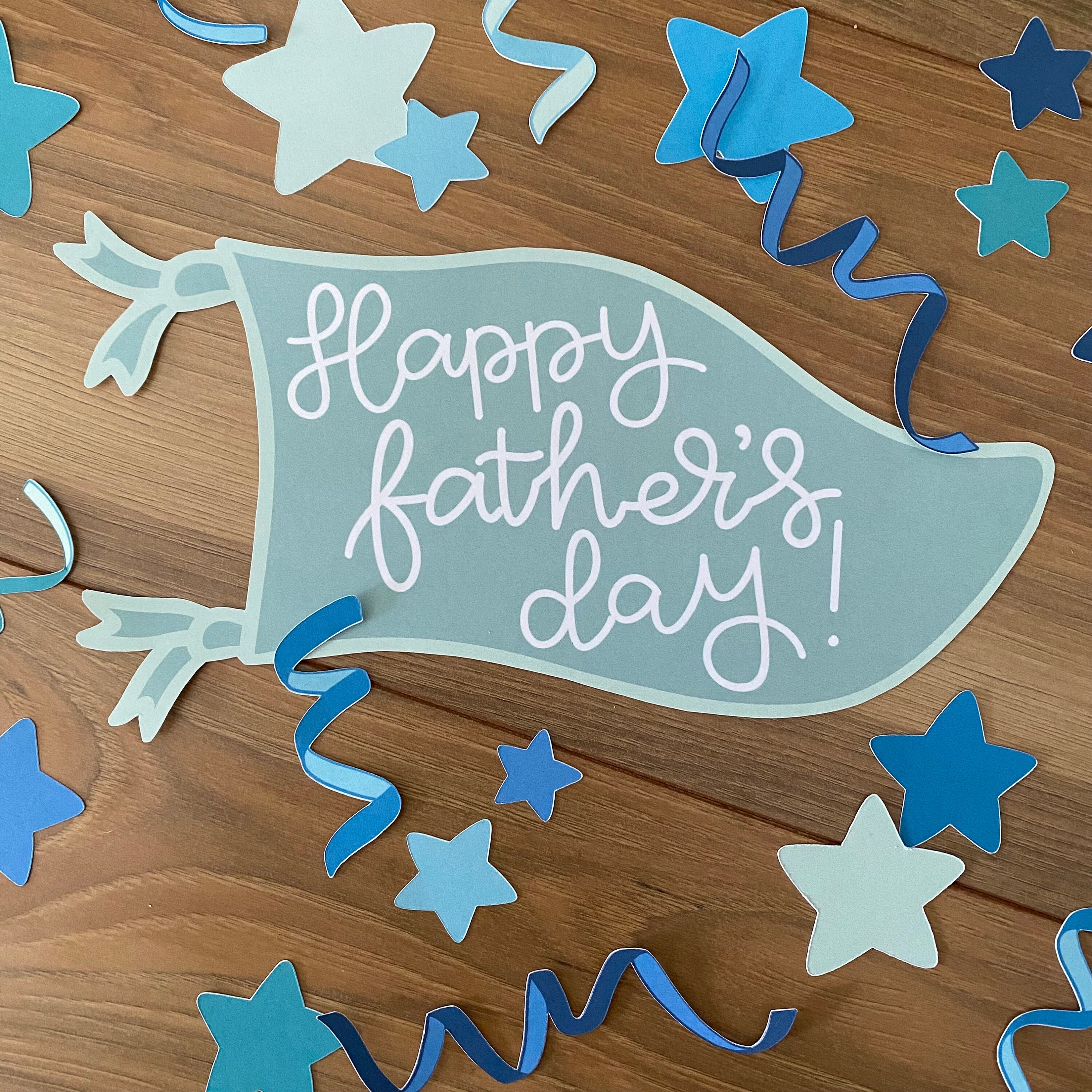 Happy Father's Day Pennant, Printable Dad Card, Father's Day Banner ...