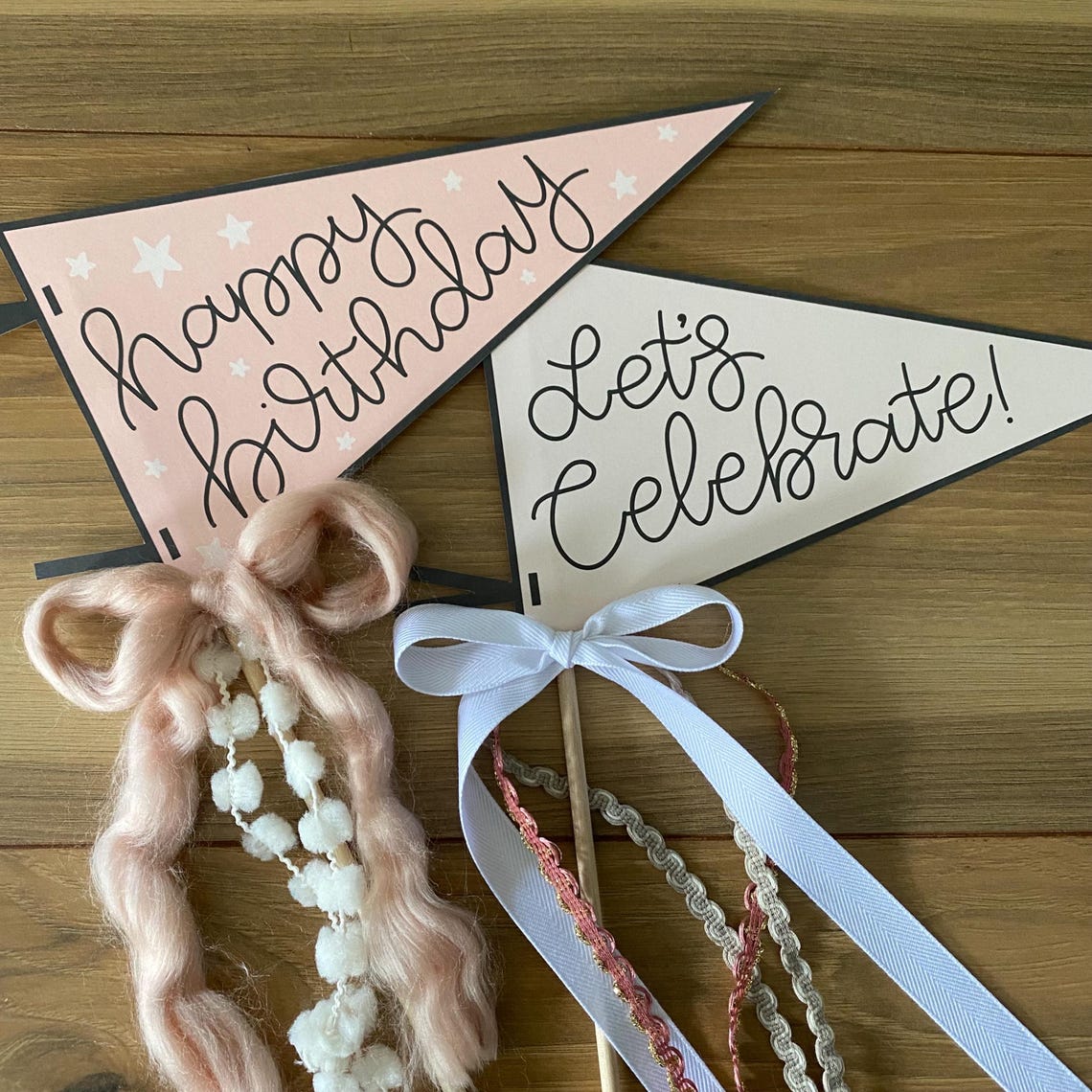 Happy Birthday Pennant Flag Printable, Let's Celebrate Card, Birthday ...