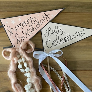 Happy Birthday Pennant Flag Printable, Let's Celebrate Card, Birthday ...