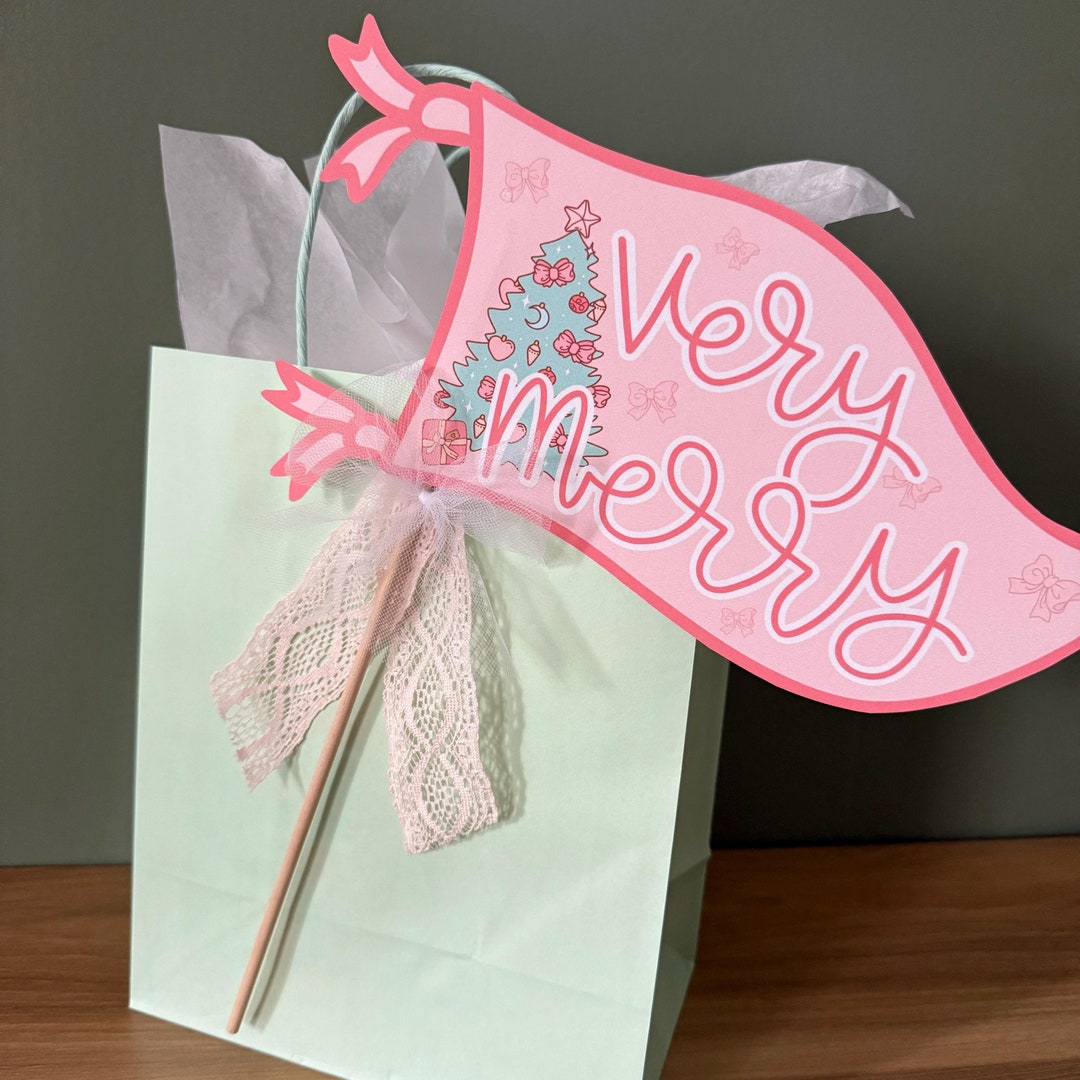 Very Merry Christmas Pennant, Printable Christmas Card, Christmas Party ...