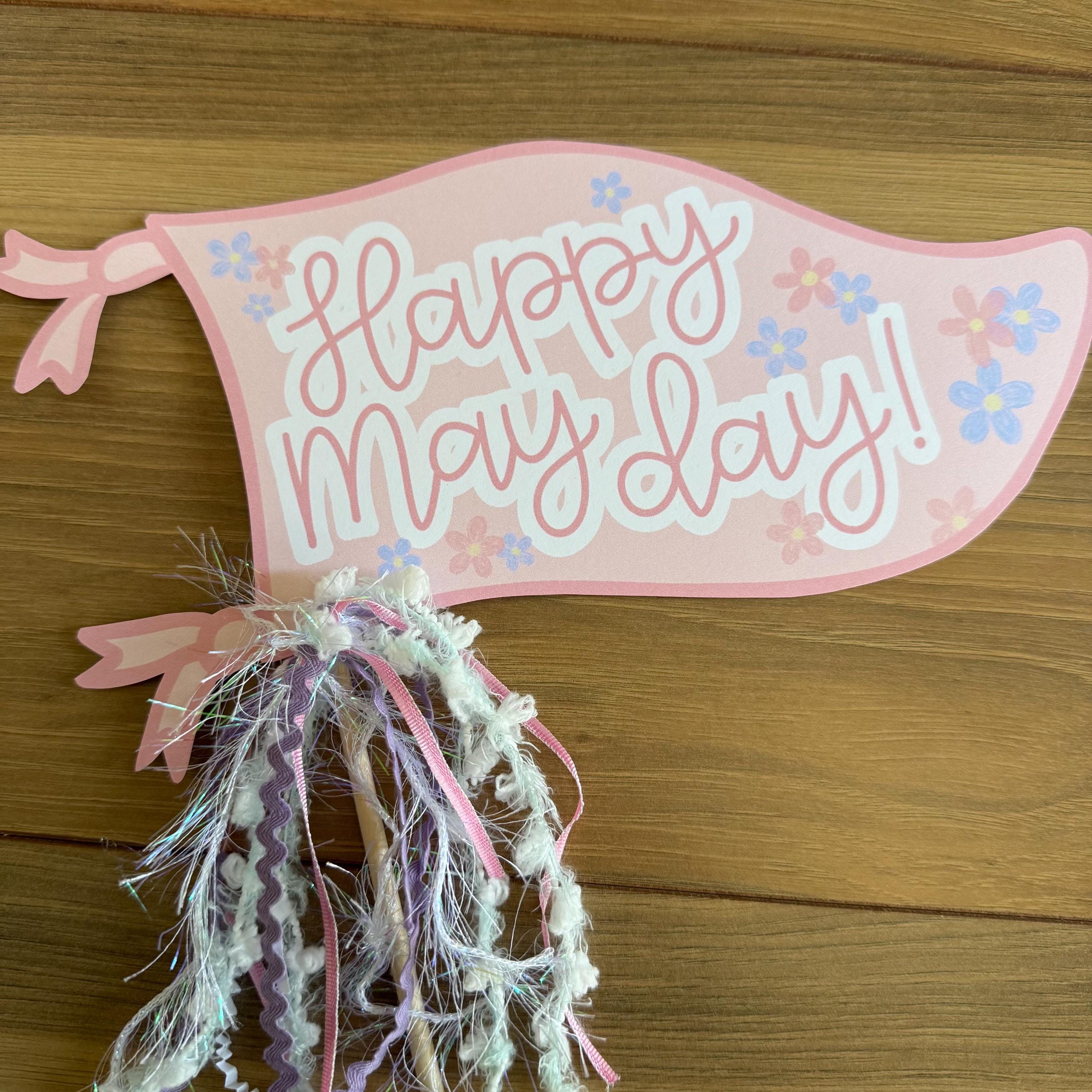 Happy May Day Printable Pennant, Hand Drawn Spring Celebration Banner ...