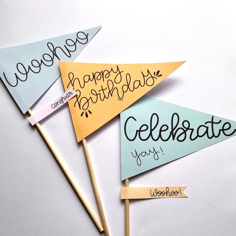 Happy Birthday Pennant Flag Printable, Celebration Pennant, Birthday ...