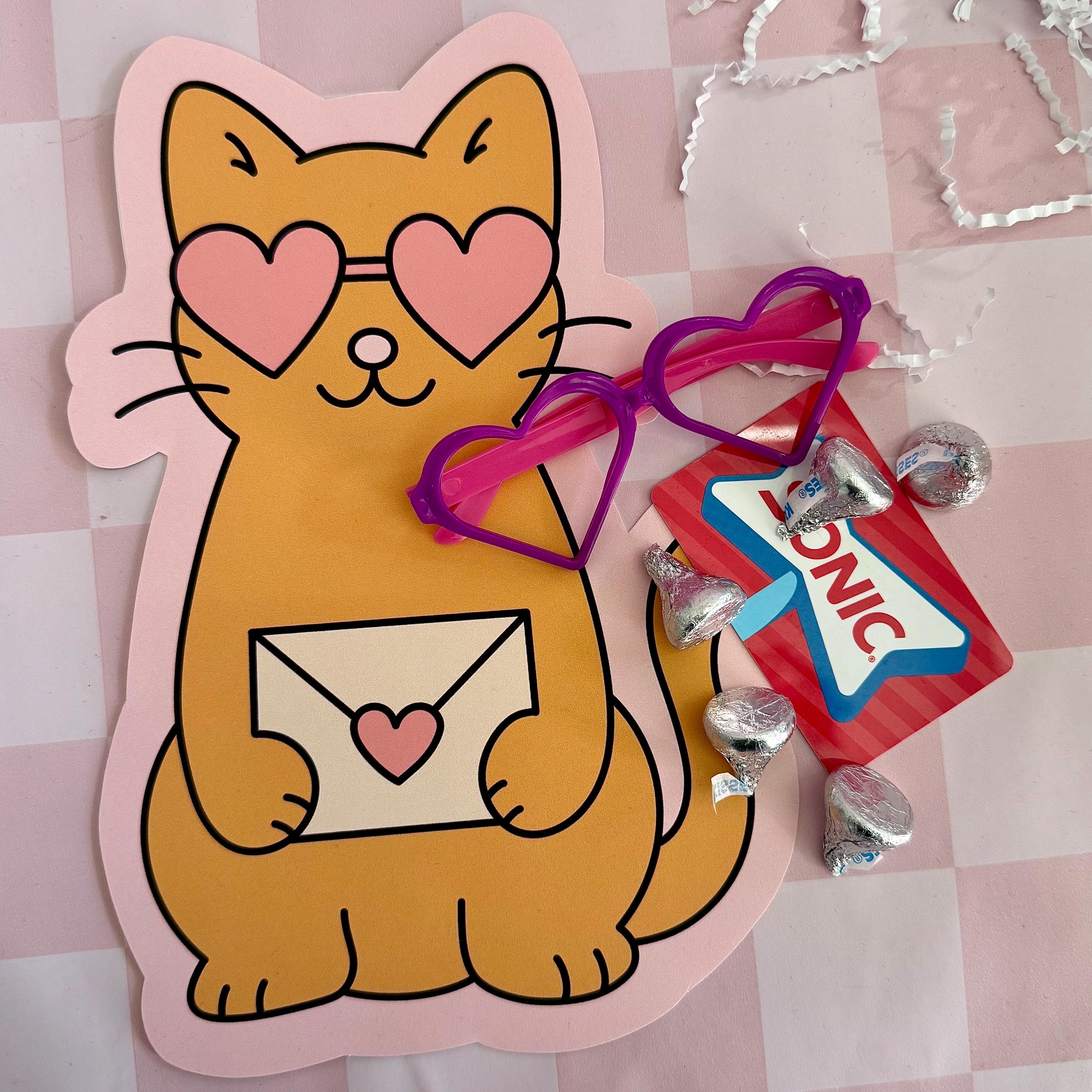 Tear-open Gift Pouch Printable, Valentine Cat Tear Open Surprise, DIY ...