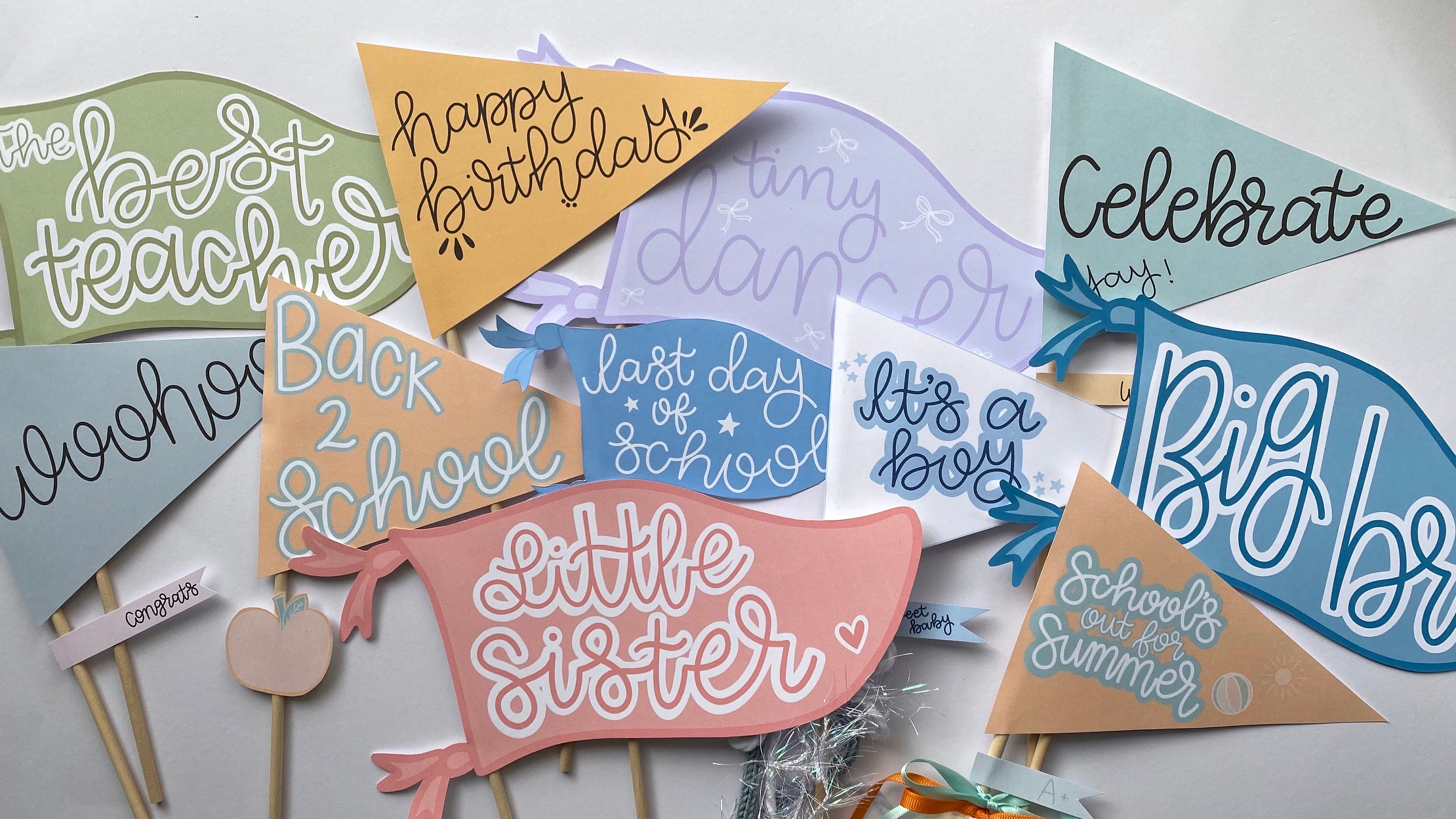 Happy Birthday Pennant Flag Printable, Celebration Pennant, Birthday ...