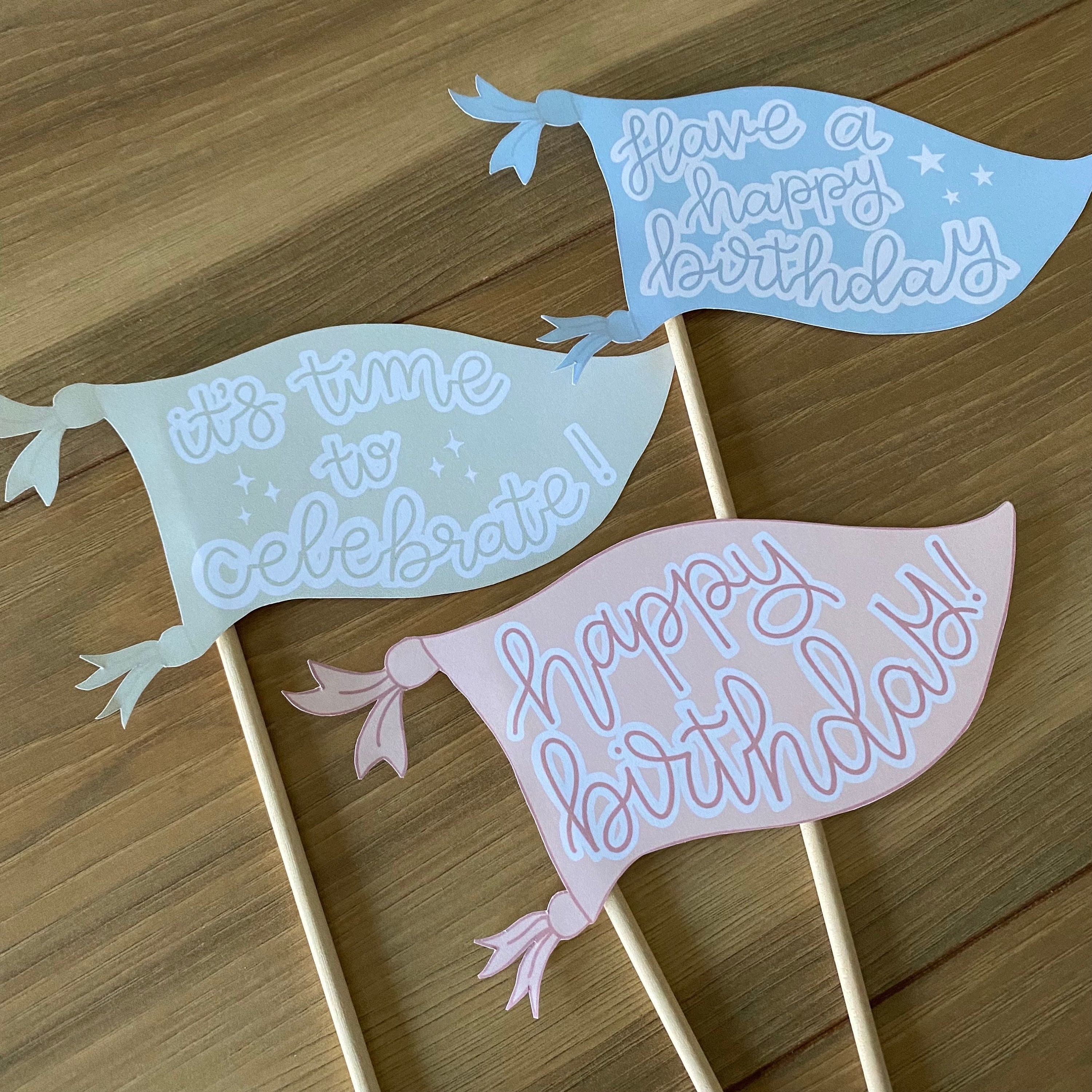 Happy Birthday Pennant Flag Printable, Birthday Gift Tag, Happy ...