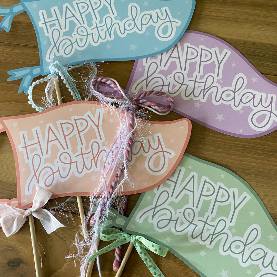 Happy Birthday Pennant Flag Printable, Birthday Gift Tag, Happy ...