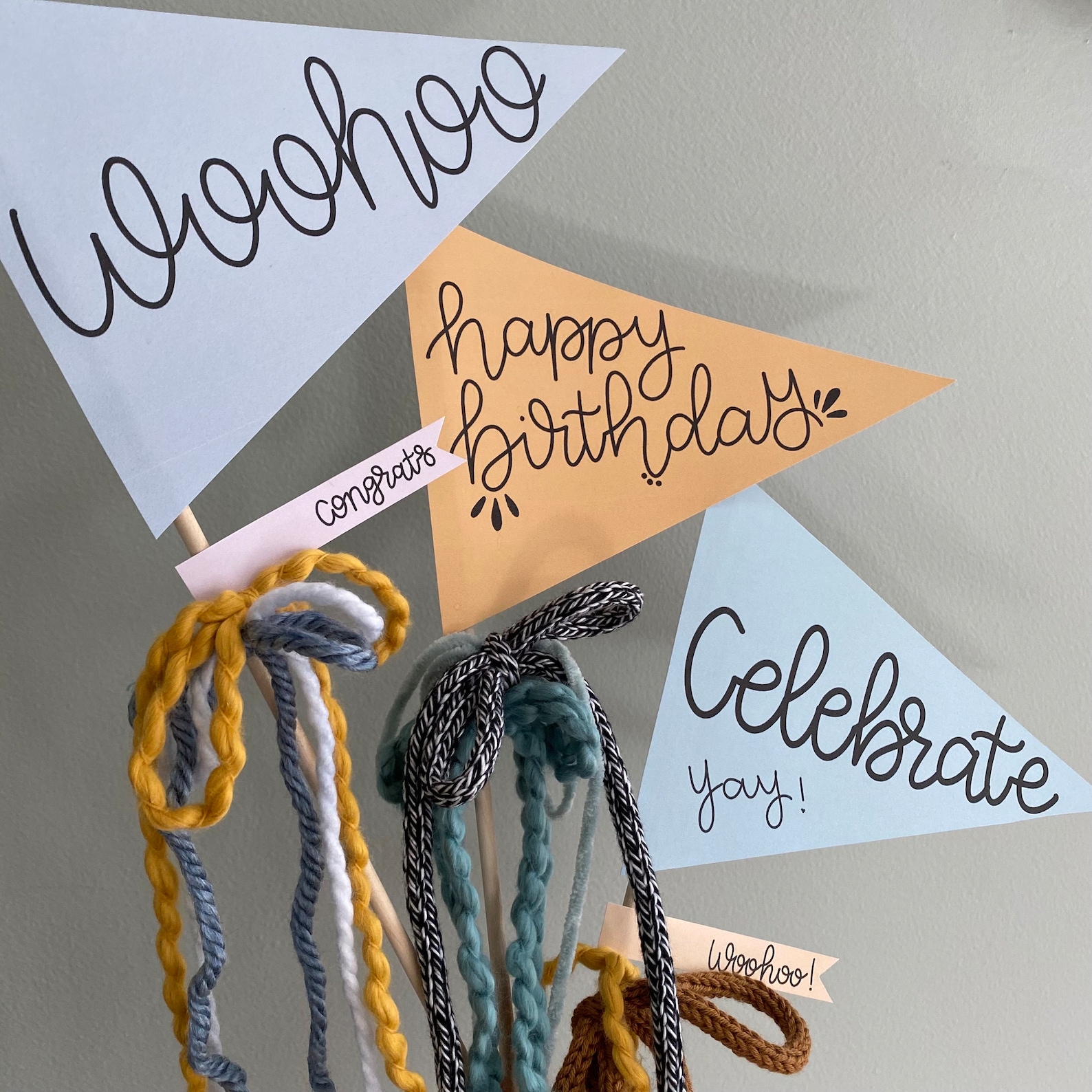 Happy Birthday Pennant Flag Printable, Celebration Pennant, Birthday ...