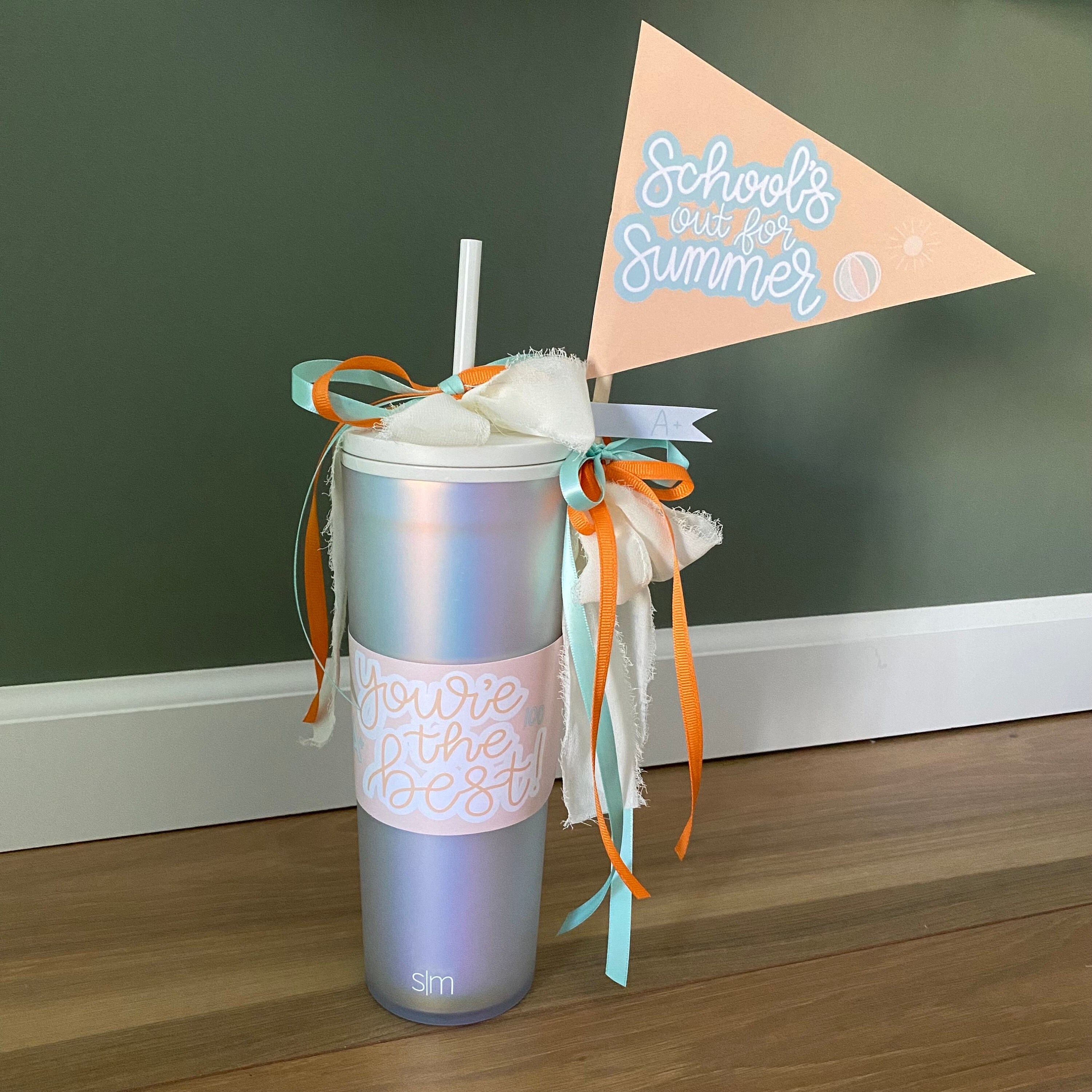 Teacher Gift Tumbler Tag, End of School Year Gift Card, School Cup ...