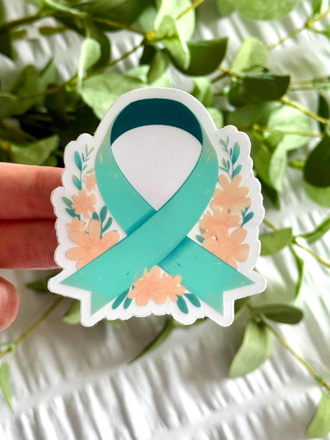Ovarian Cancer Awareness Ribbon Clear Transparent Vinyl Sticker 2.8x3in ...