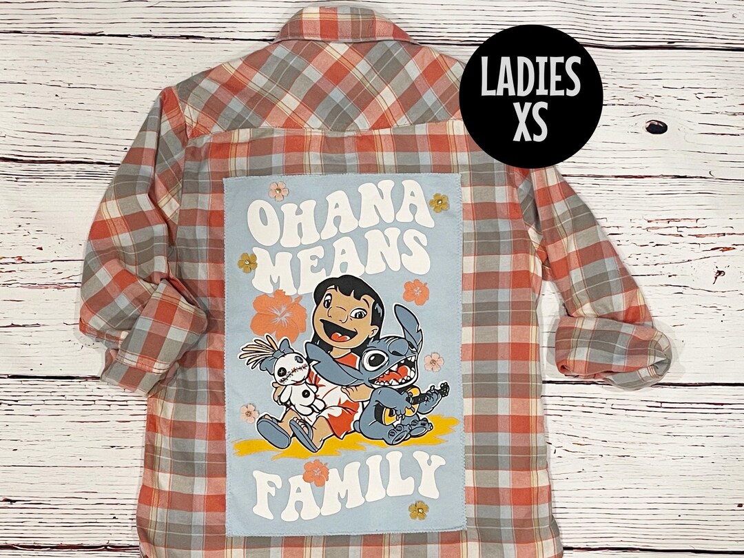 Upcycled Plaid Shirt With a Lilo and Stitch T-shirt Applique (ladies ...