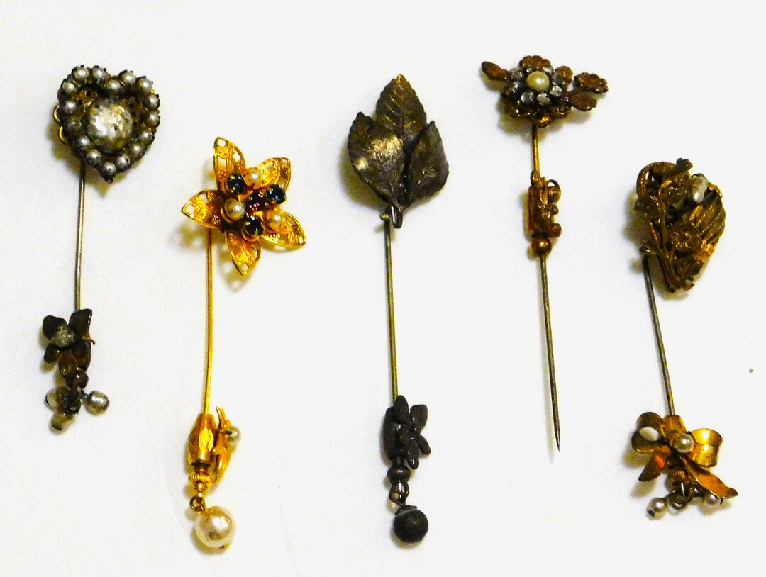 5-miriam Haskell Stick Pins Lot - Etsy