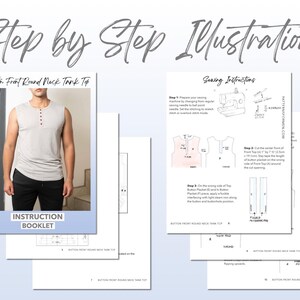 Top Sewing Pattern Button Front Round Neck Tank Top PDF Pattern Mens ...