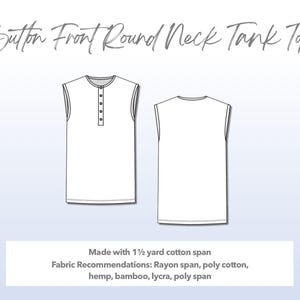Top Sewing Pattern Button Front Round Neck Tank Top PDF Pattern Mens ...