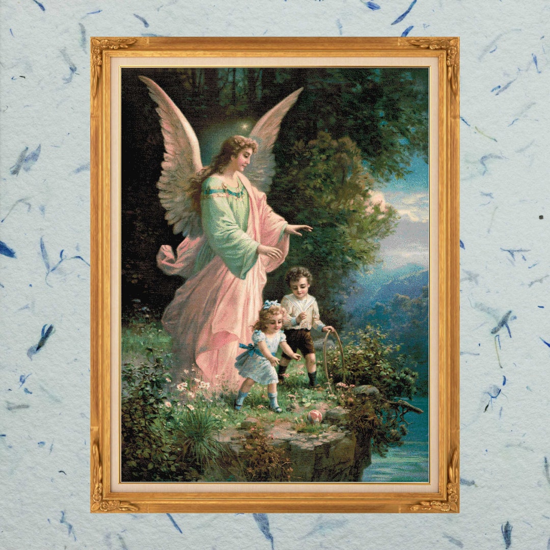 Guardian Angel, This is a Full Coverage Cross Stitch Chart That is ...