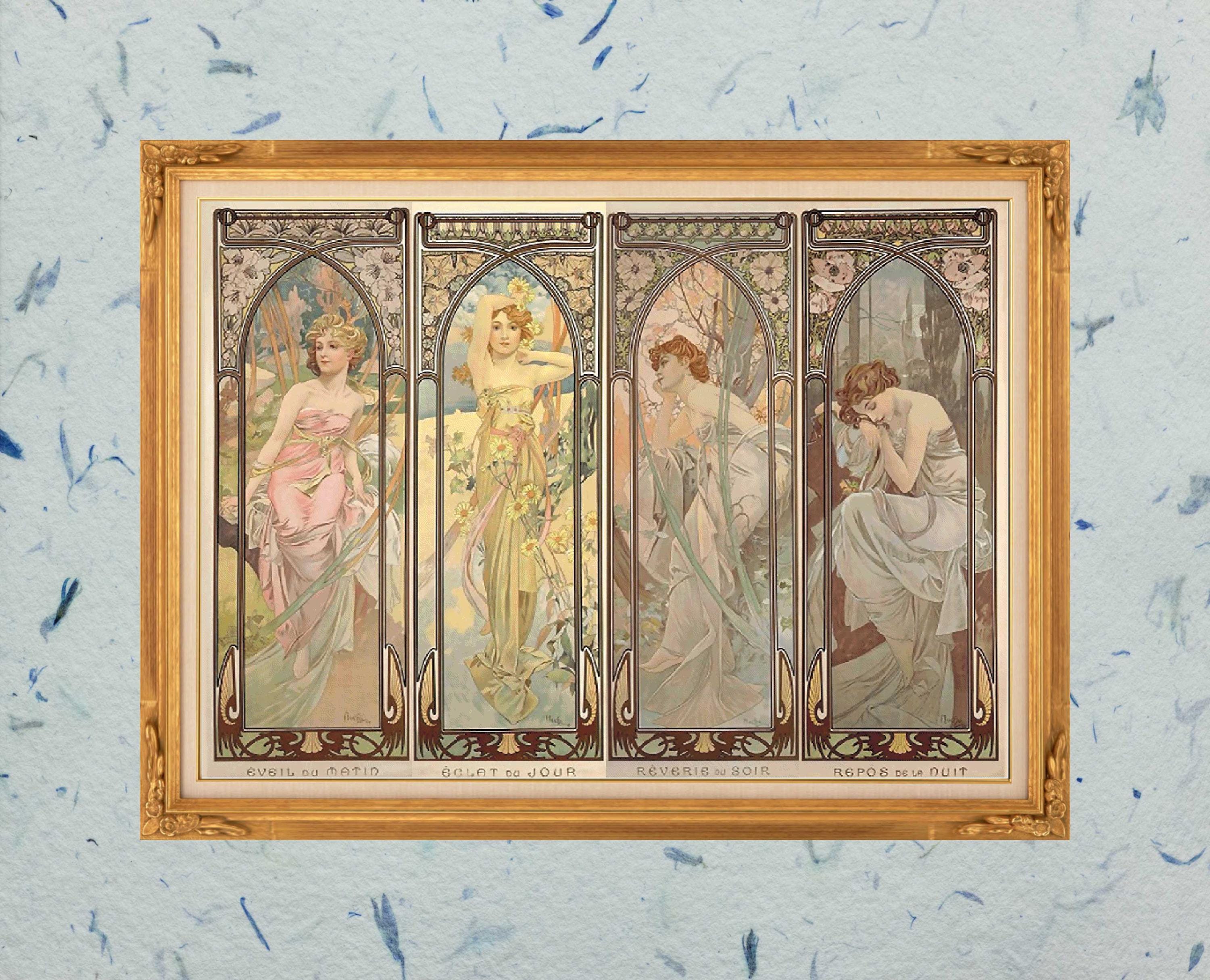 Times of the Day, Alfons Mucha, Art Nouveau, This is a Full Coverage ...