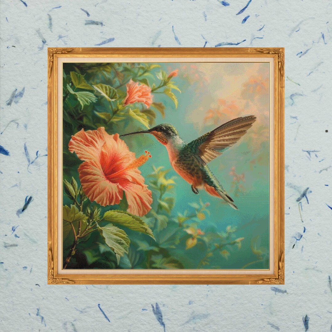 Hummingbird in the Air, This is a Full Coverage Counted Cross Stitch ...