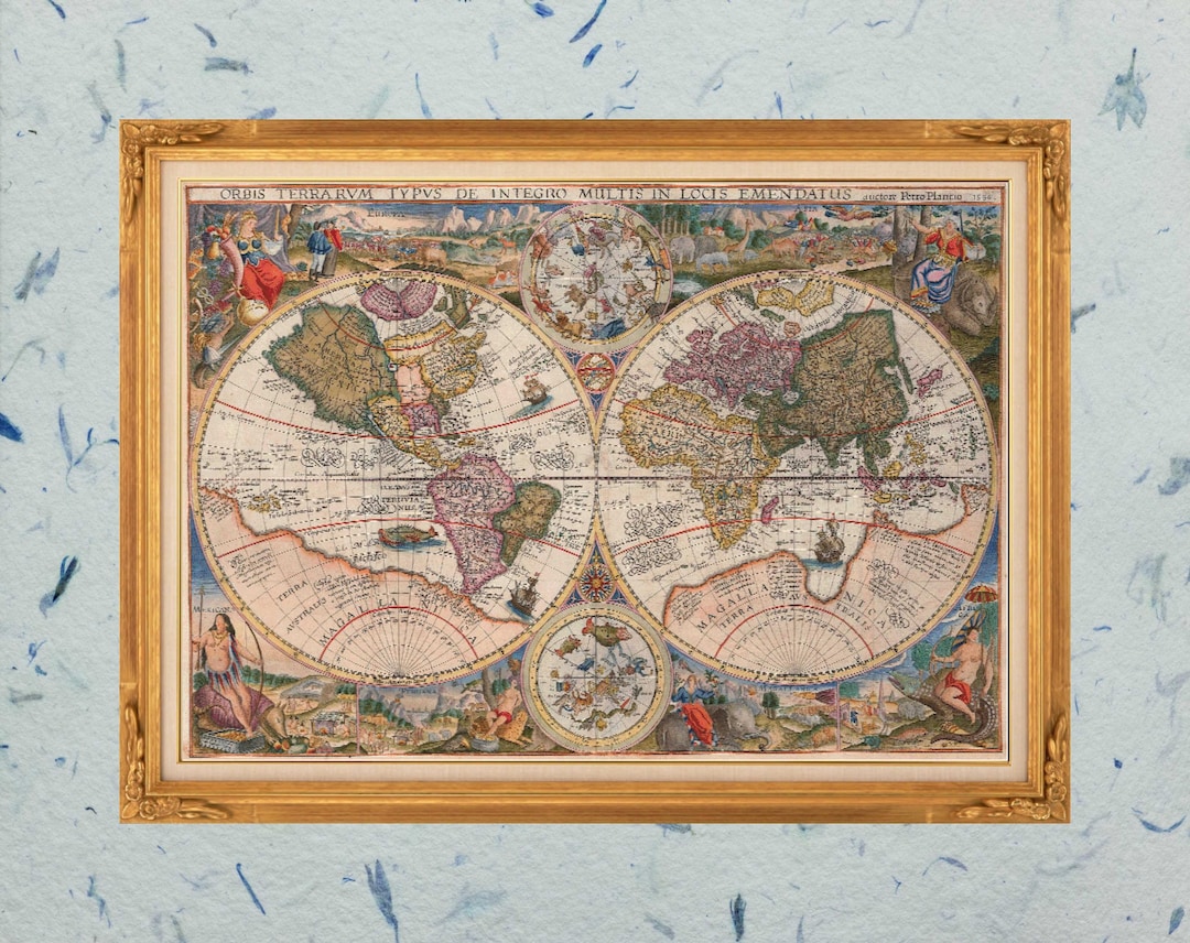 Old World Map, 1594 by Petro Plancio; This is a Full Coverage Counted Cross Stitch Chart ...