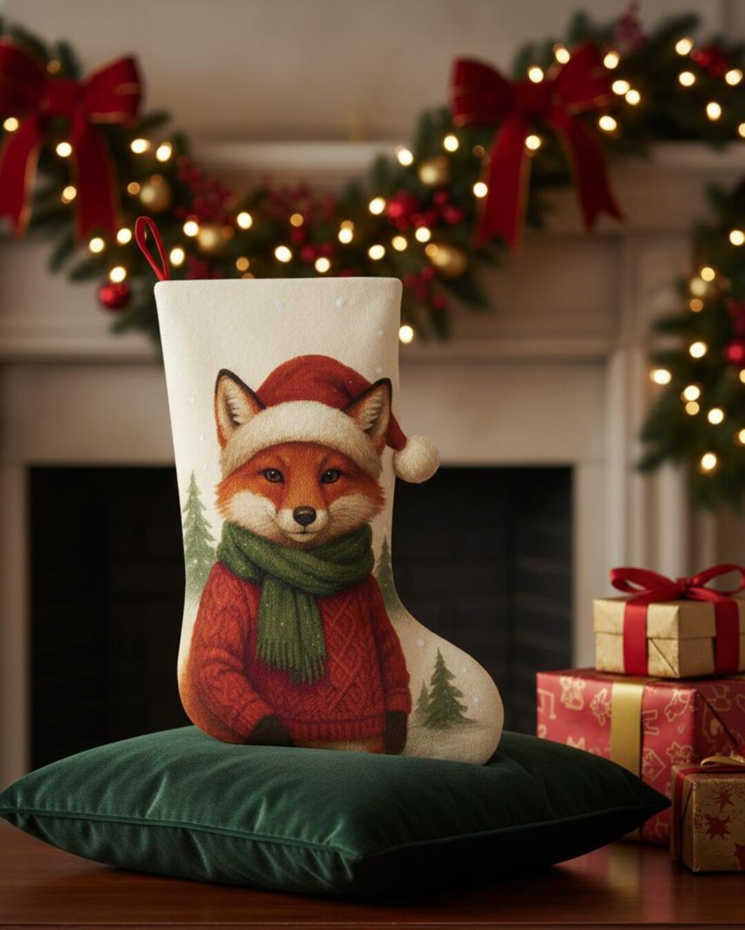 Fox Christmas Stocking Cross Stitch Chart: Full Coverage (PDF Pattern ...