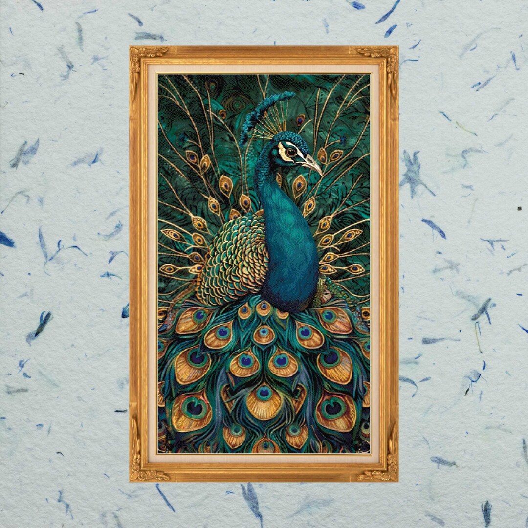 Peacock Portrait Cross Stitch Chart: Full Coverage (PDF Pattern) - Etsy
