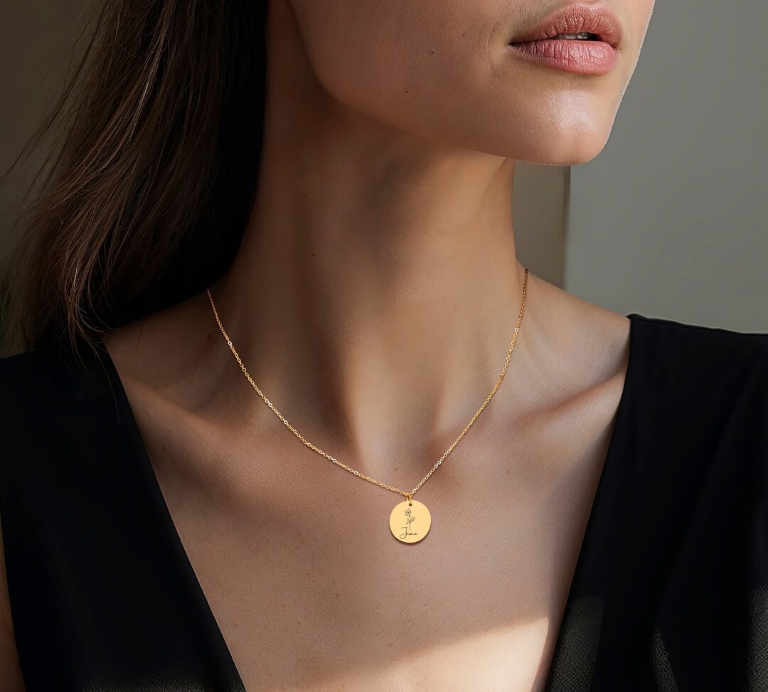 Custom Birth Flower Necklace Minimalist Personalized Mom Chain Unique ...
