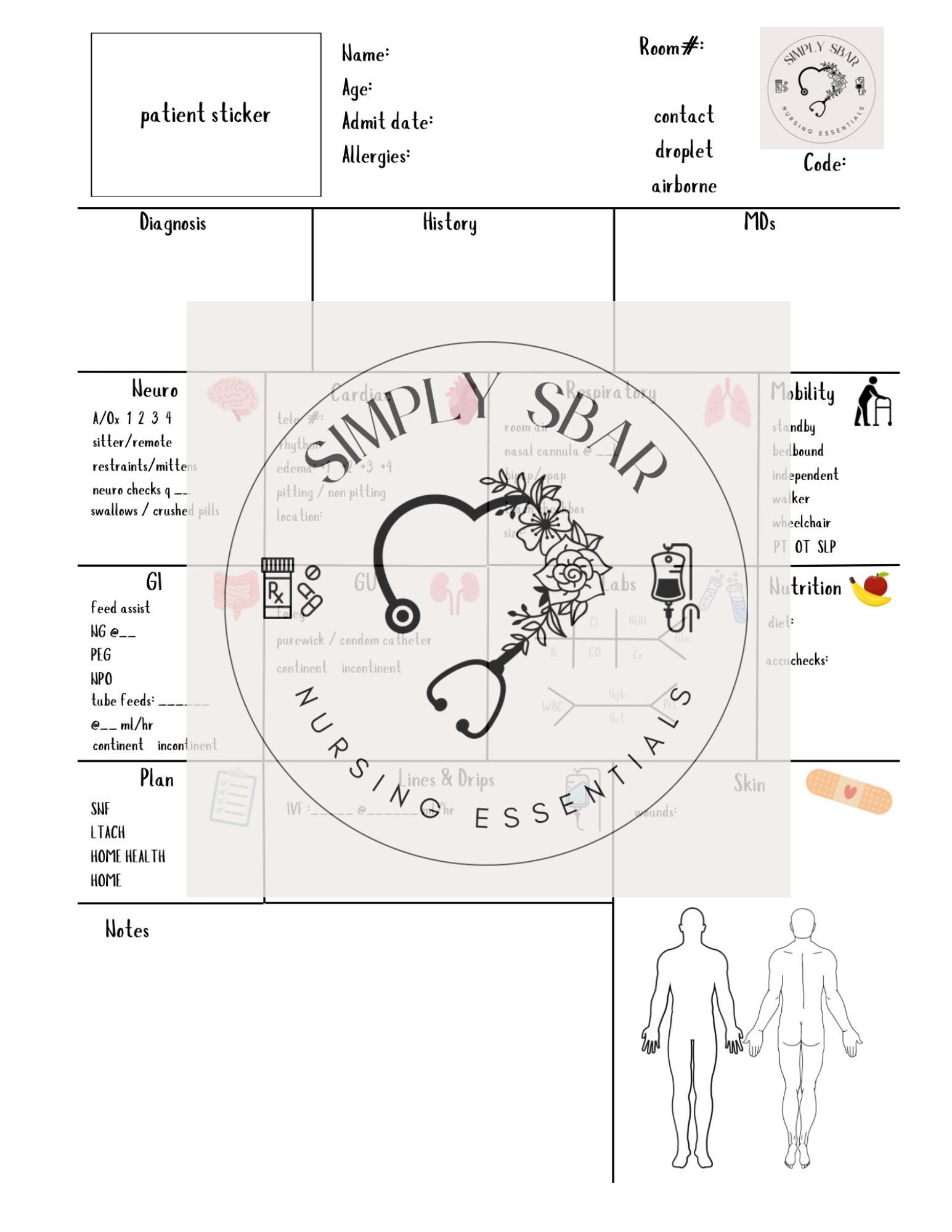 Cute Nursing Report Sheet (med Surg / PCU / IMC) - Etsy