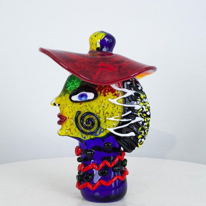 Handblown Glass Face Sculpture – Murano Style Picasso Art Decor - Etsy
